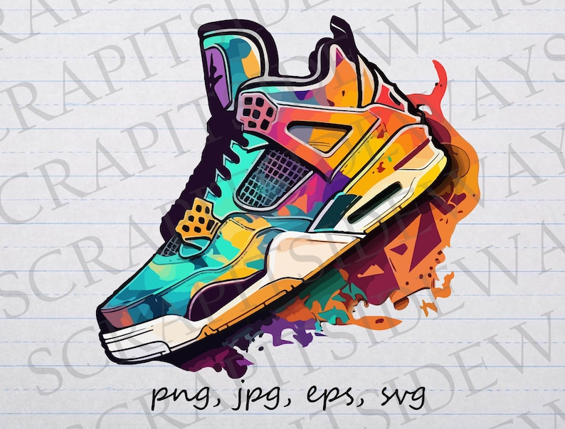 Colorful Sneaker Clipart Vector Graphic Svg Png Jpg Eps Shoe ...