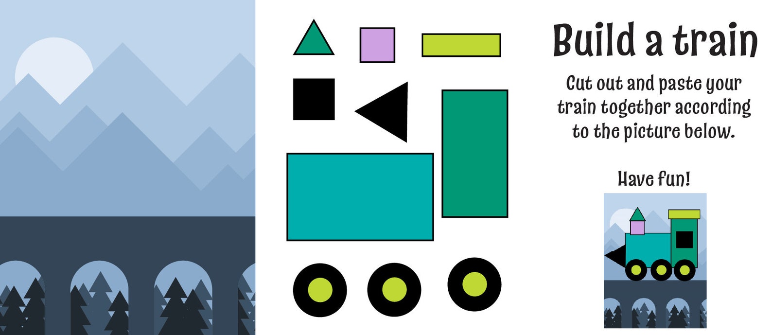 Build a Train Kids Printable Craft Instant Download Activity Page Cut ...