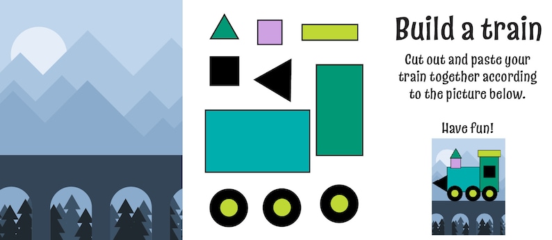 Build a Train Kids Printable Craft Instant Download Activity Page Cut ...