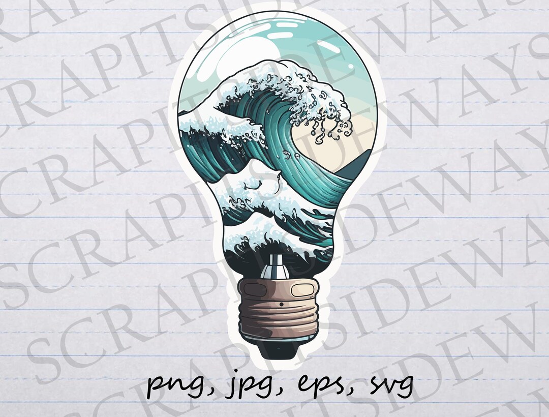 Ocean Wave Lightbulb Clipart Vector Graphic Svg Png Jpg Eps Sticker ...