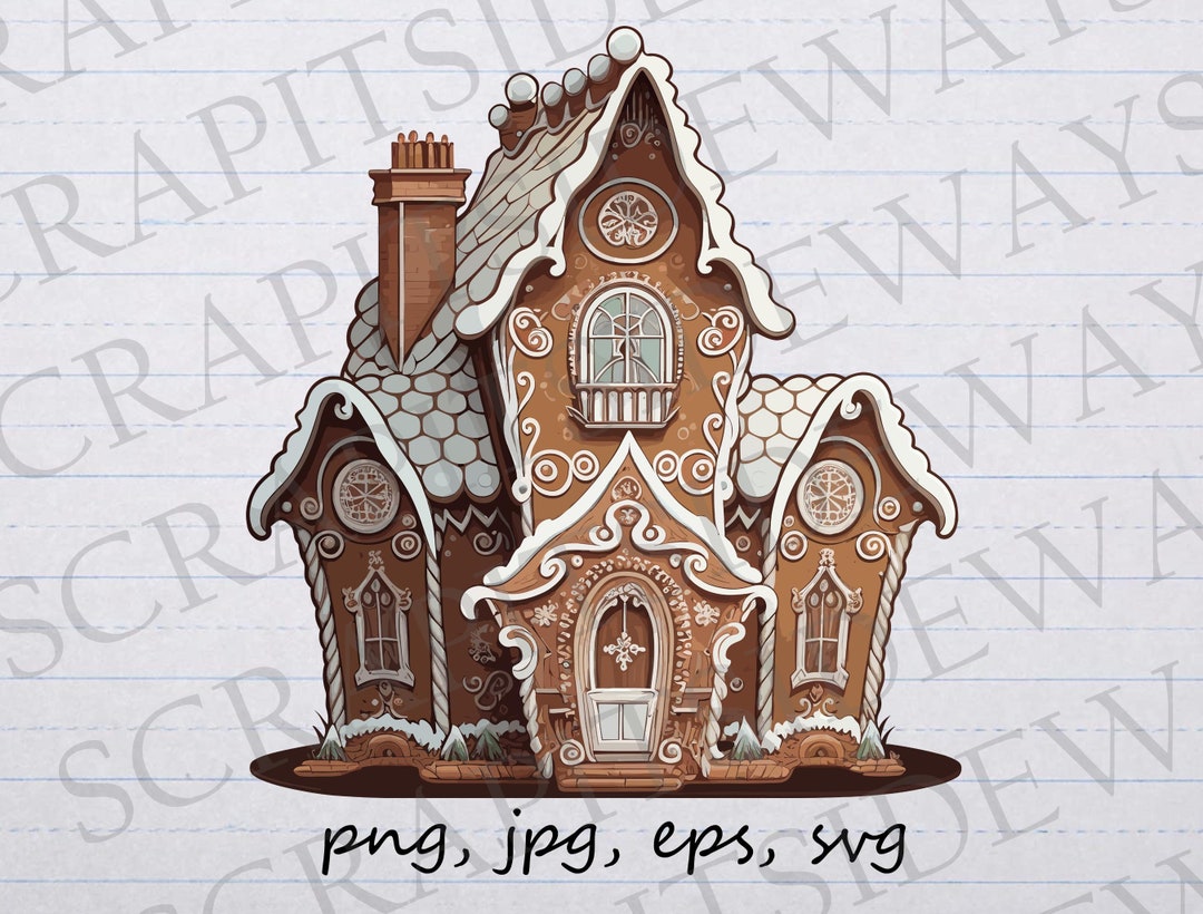 Fancy Gingerbread House Clipart Vector Graphic Svg Png Jpg Eps T-shirt ...