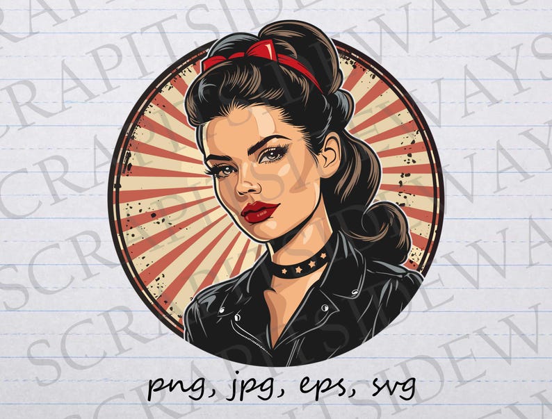 Rockabilly Vintage Woman Clipart | Pop Art Style SVG PNG Jpg Eps ...