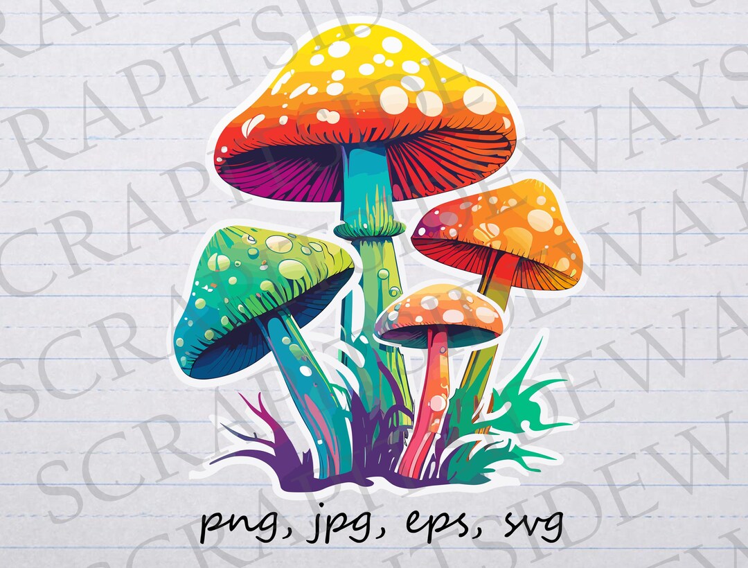 Psychedelic Mushrooms Clipart Vector Graphic Svg Png Jpg Eps Rainbow ...