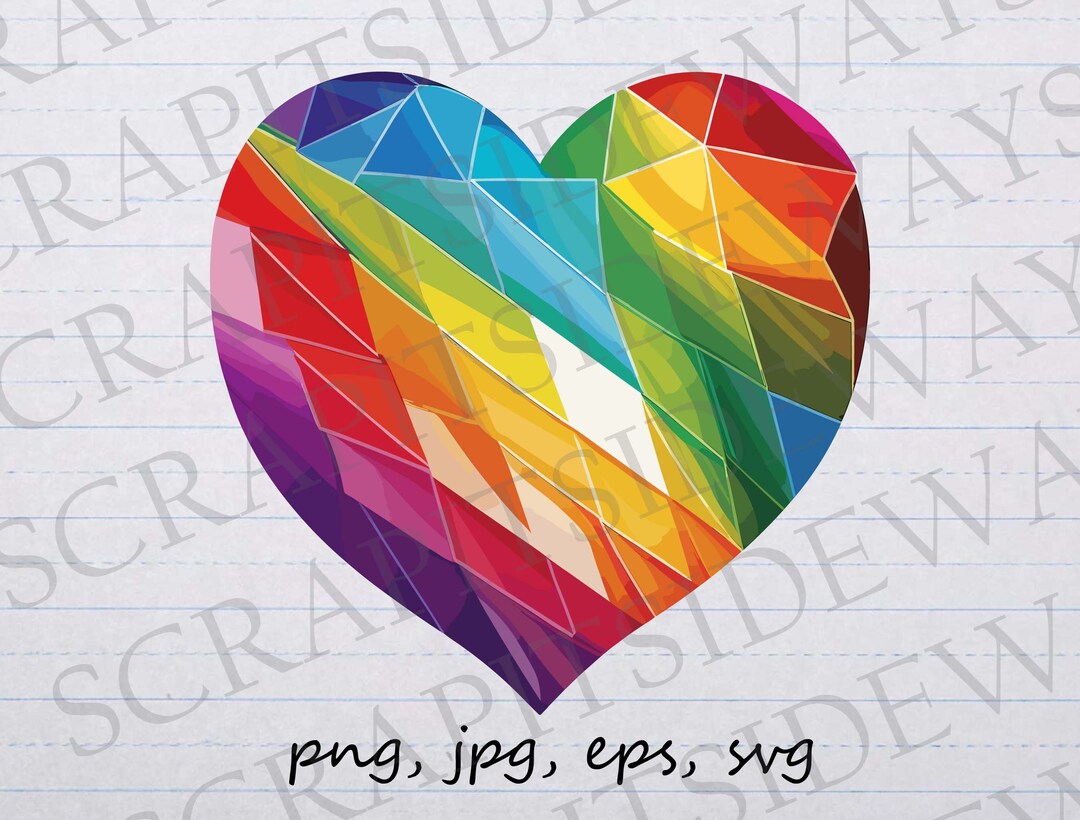 Rainbow Heart Clip Art Clipart Vector Graphic Svg Png Jpg Eps, Colorful ...