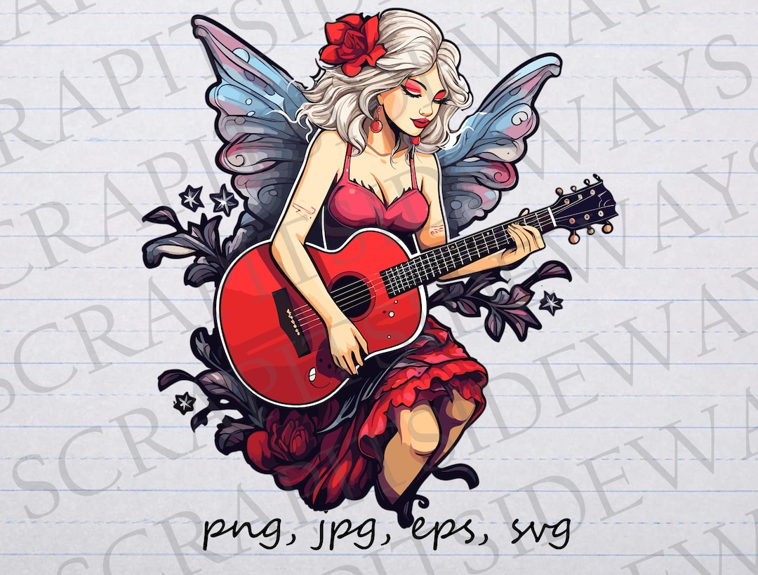 Fairy With Guitar Clipart Vector Graphic Svg Png Jpg Eps T-shirt Design ...
