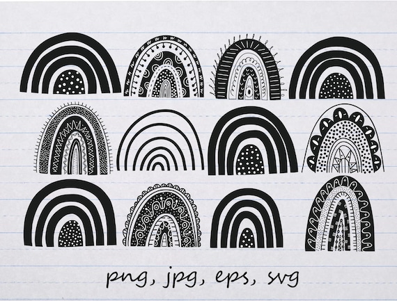 Rainbow Clipart Black And White