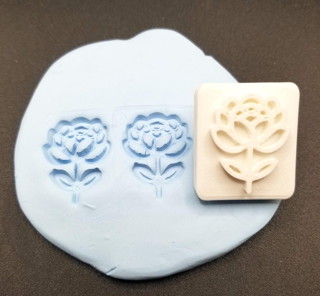 Peony Mini Clay Stamp, Polymer Clay Stamp, Clay Embosser, Clay ...