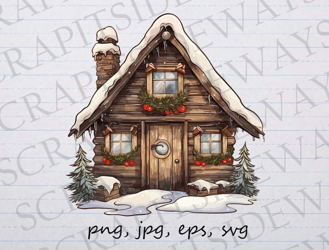 Rustic Christmas House Clip Art Clipart Vector Graphic Svg Png Jpg Eps ...