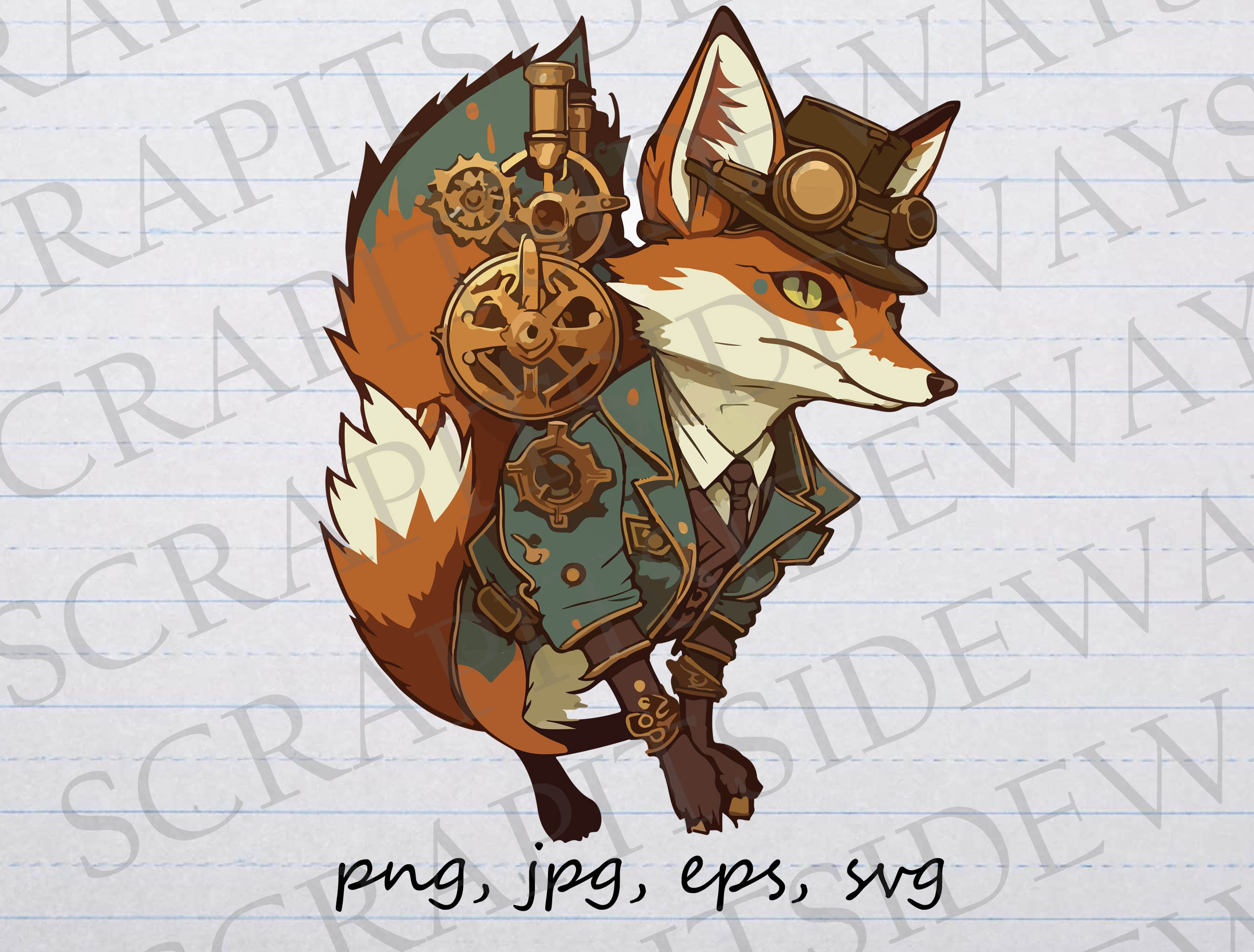 Steampunk Fox Clipart Vector Graphic Svg Png Jpg Eps Cute Fox - Etsy Canada