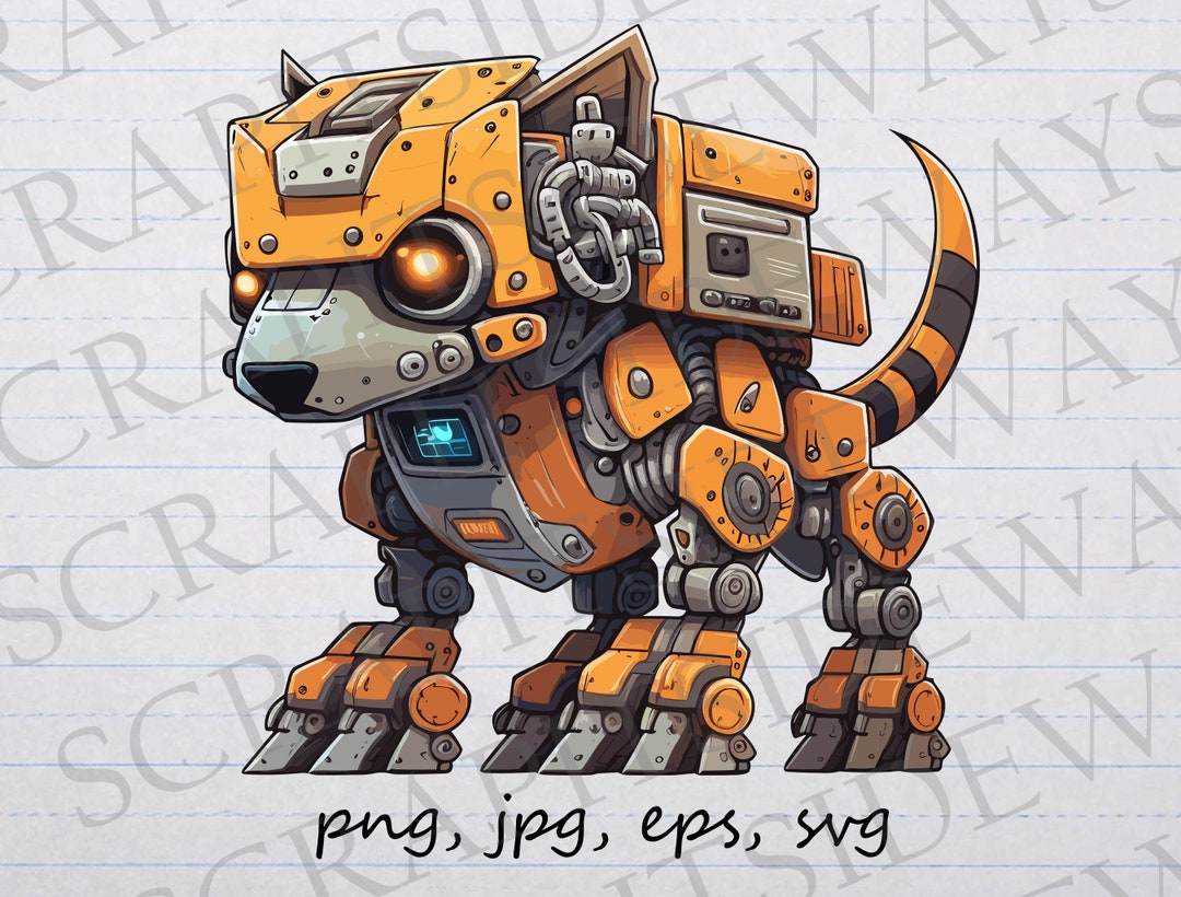 Robot Dog Clipart Vector Graphic Svg Png Jpg Eps Sci Fi Puppy - Etsy