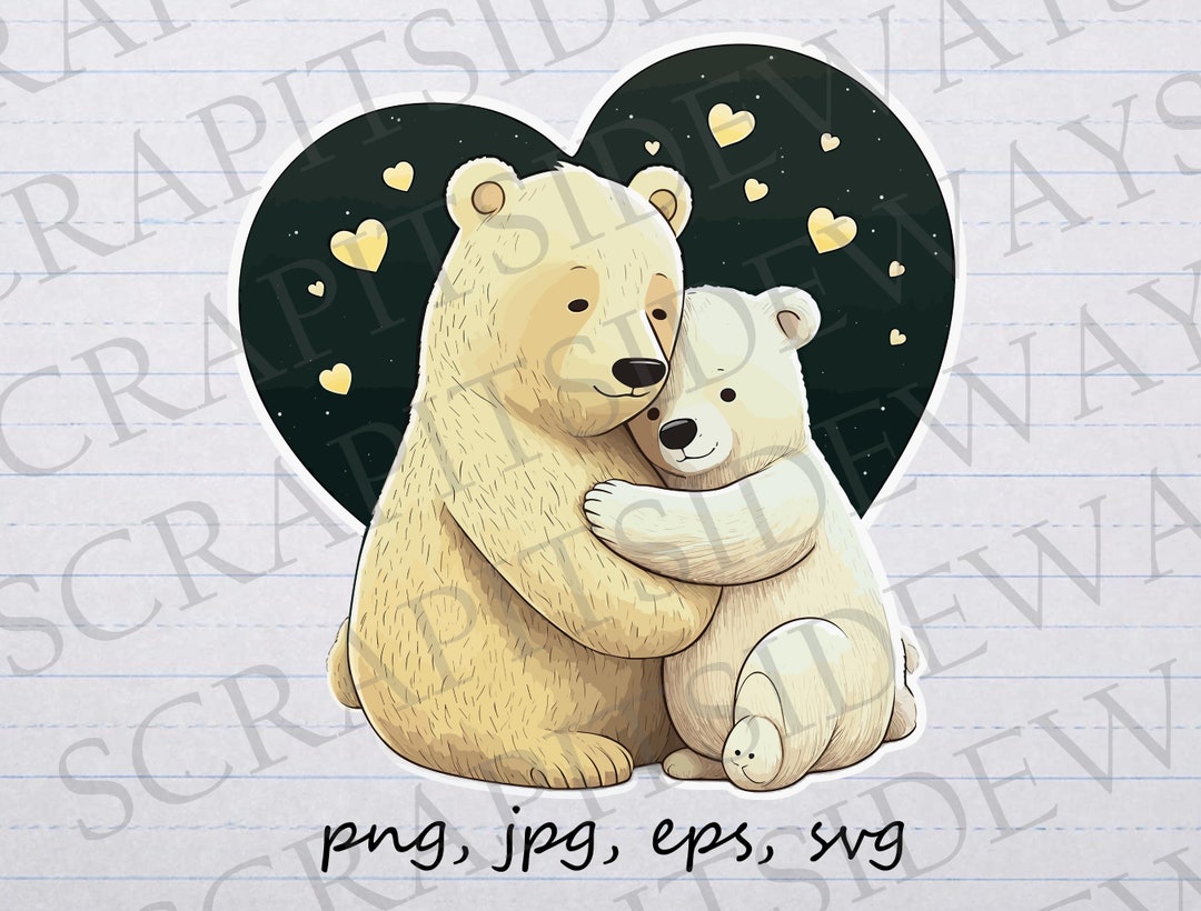 Polar Bears Hugging Clipart Vector Graphic Svg Png Jpg Eps T-shirt ...
