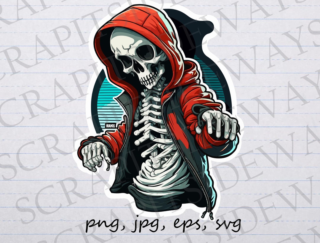 Hip Hop Skeleton 2 Clipart Vector Graphic Svg Png Jpg Eps Sticker ...