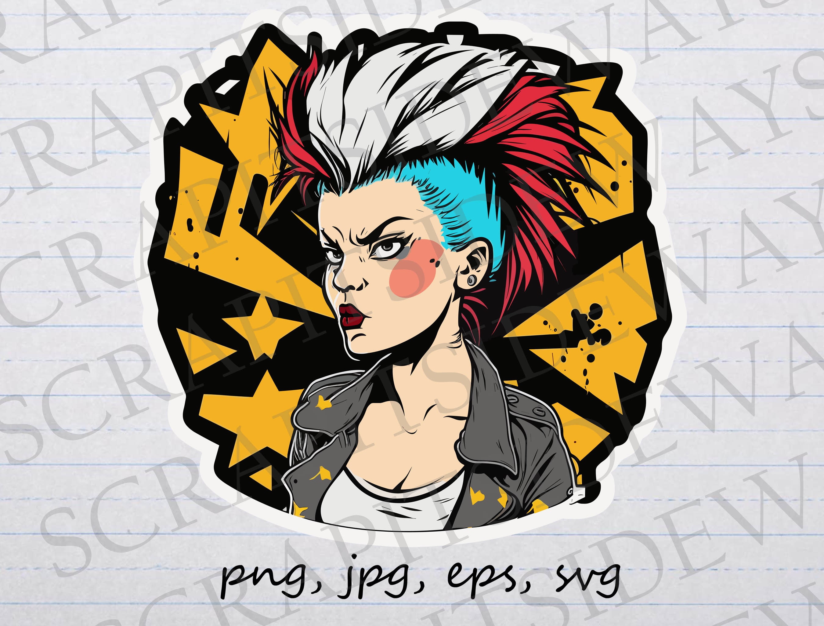 Punk Rock Woman Clipart Vector Graphic Svg Png Jpg Eps Cute - Etsy