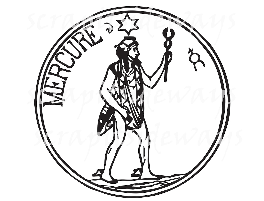 Mercury Astrology Star Sign Logo Clipart Vector Graphic Digital Stamp ...
