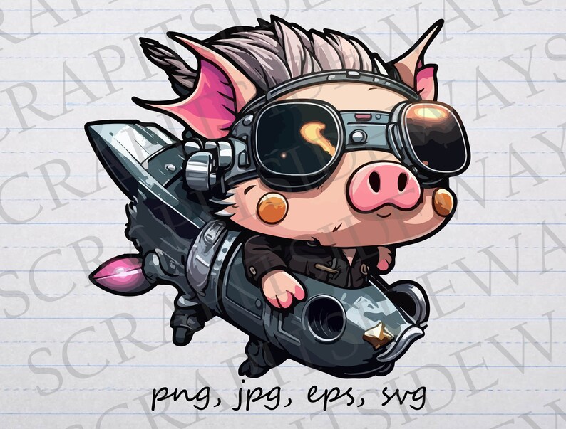 Steampunk Pig Clipart Vector Graphic Svg Png Jpg Eps Cute Farm Animal ...