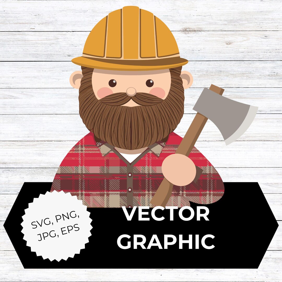 Cute Lumberjack Clipart | Kawaii Woodsman Character Vector SVG PNG Eps ...