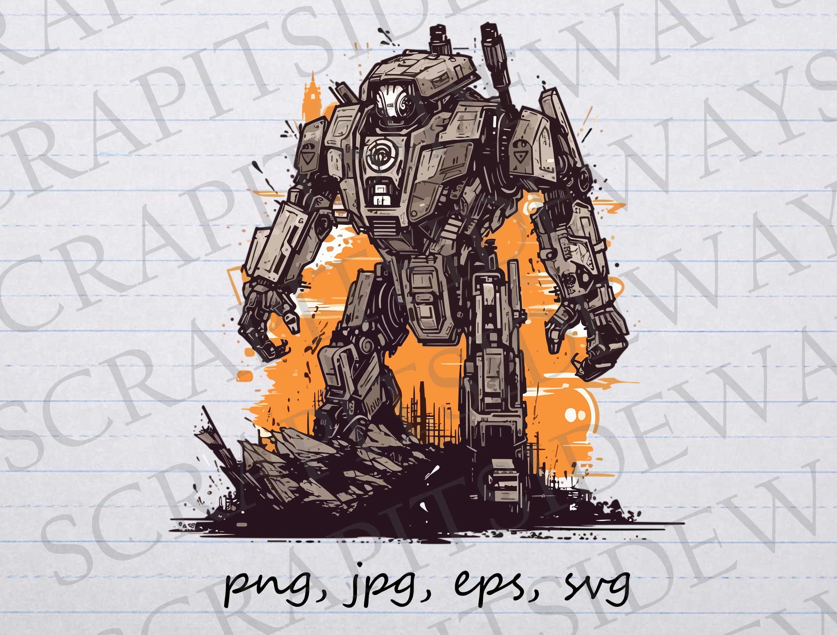 Battle Mech Robot Clipart Vector Graphic Svg Png Jpg Eps Sticker Design ...
