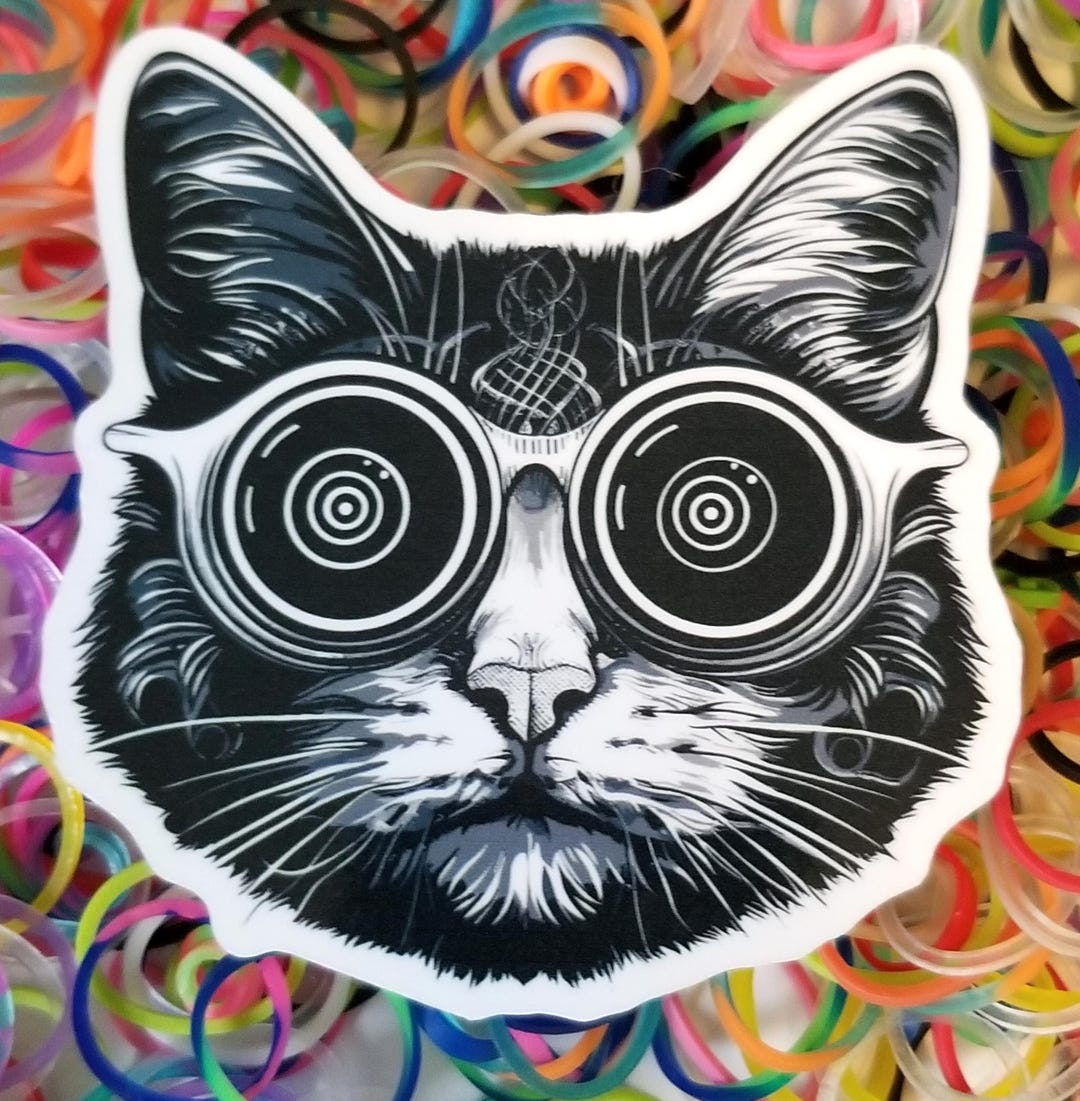 Hypno Cat Vinyl Sticker 3 Inches, Water Resistant Decal, Hypnotizing ...