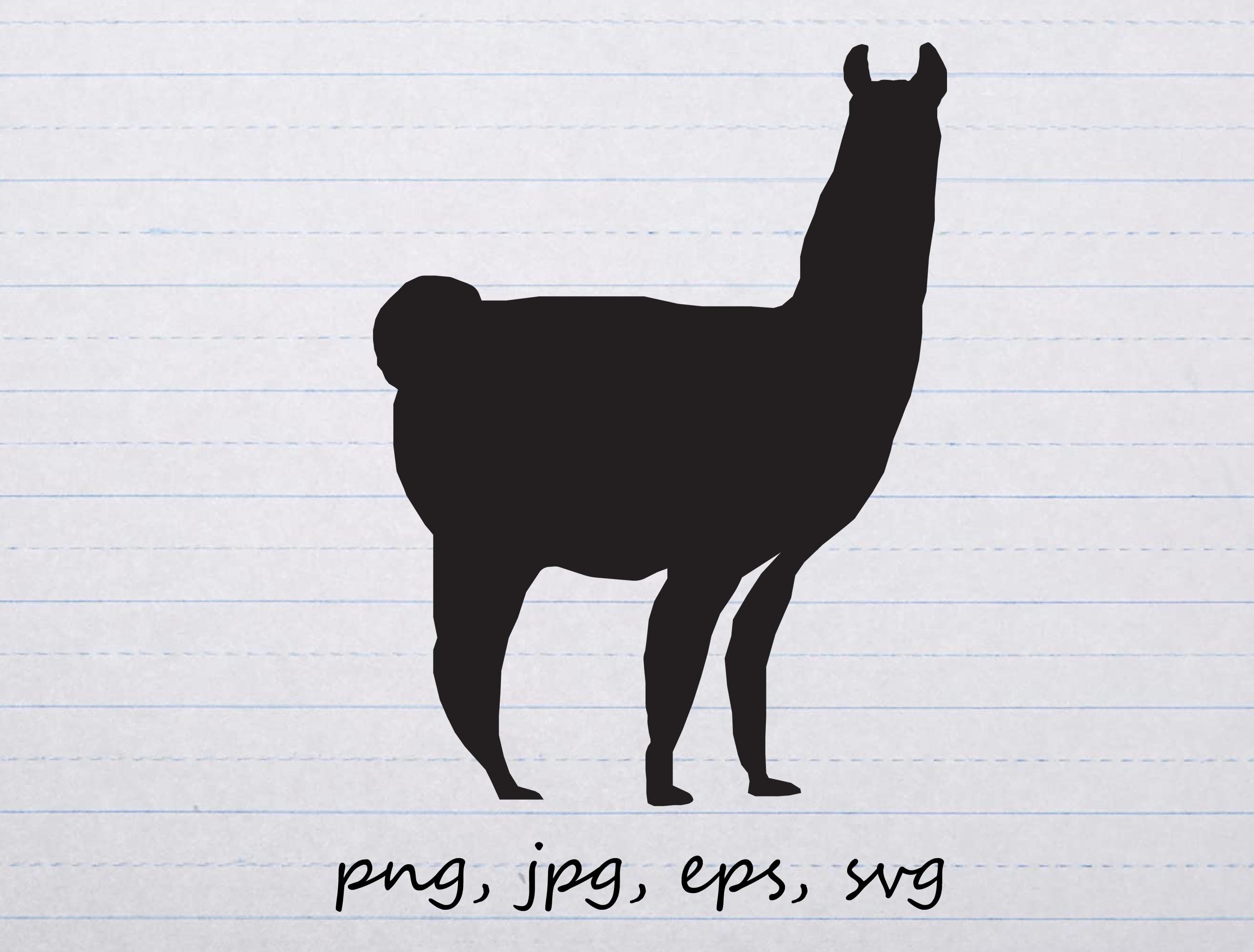 Llama Silhouette Clipart Outline Vector Graphic Digital Stamp Svg Png ...