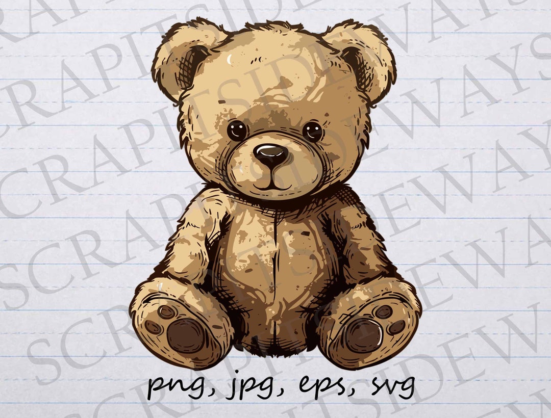 Vintage Teddy Bear Clip Art Clipart Vector Graphic Svg Png Jpg Eps ...