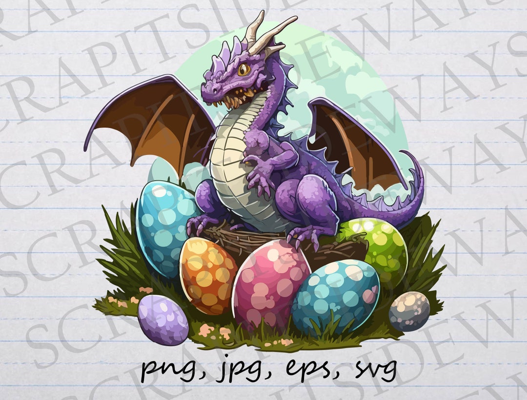 Easter Dragon on Eggs Clipart Vector Graphic Svg Png Jpg Eps Easter ...