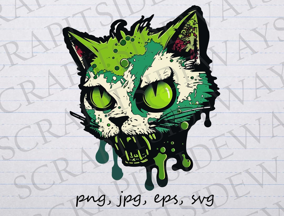Zombie Cat Clipart Vector Graphic Svg Png Jpg Eps Creepy Kitty ...