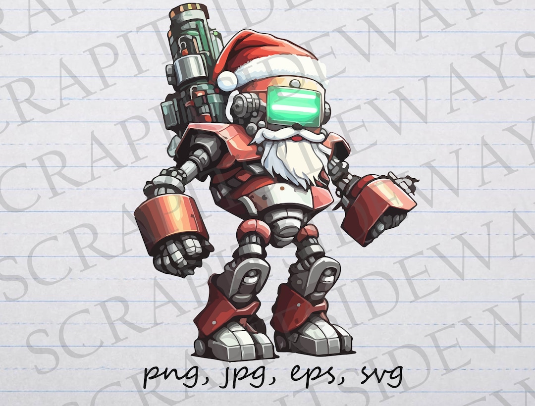 Robot Santa Claus Clipart Vector Graphic Svg Png Jpg Eps Christmas Robo ...