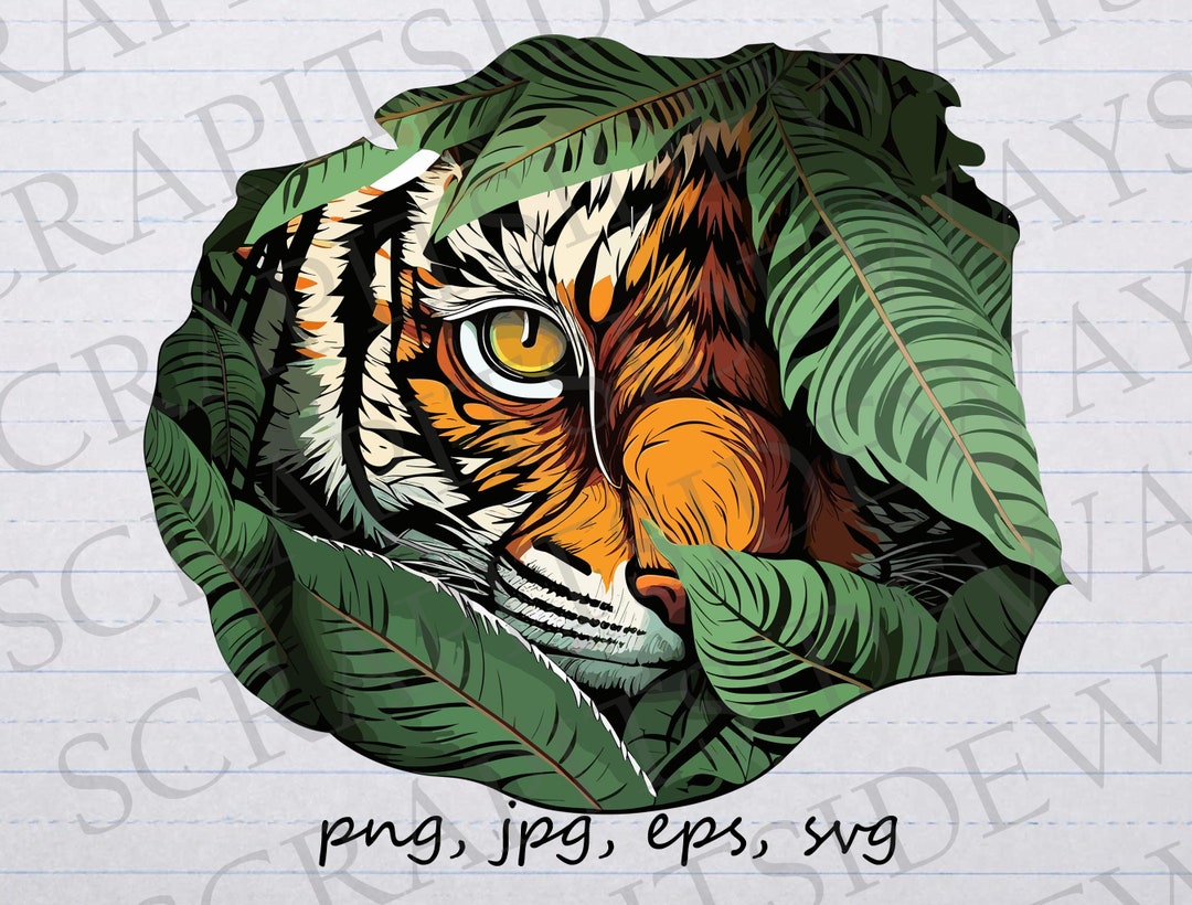 Tiger in the Bushes Clipart Vector Graphic Svg Png Jpg Eps Sticker ...