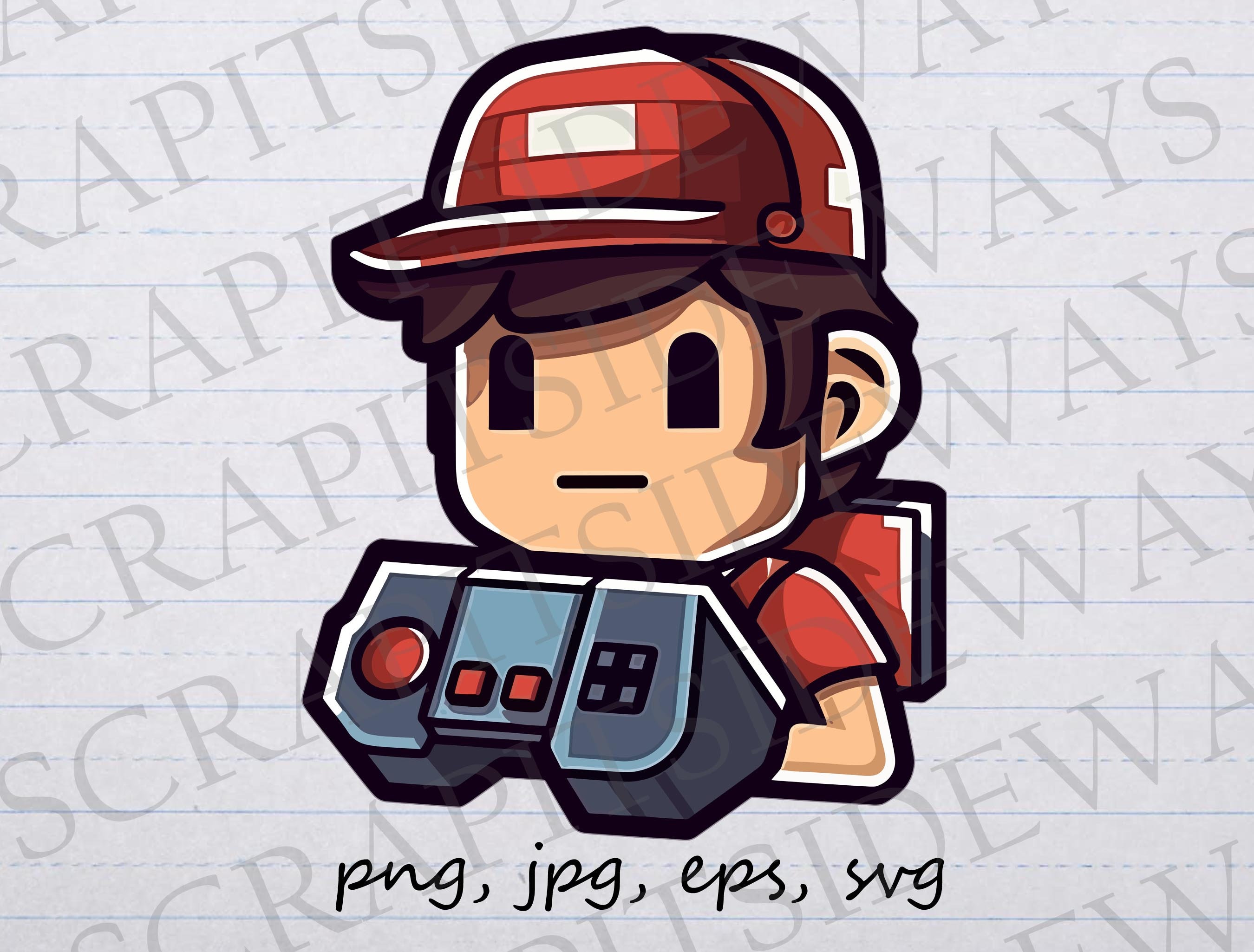8-bit Gamer Clipart Vector Graphic Svg Png Jpg Eps Vintage Video Gamer ...