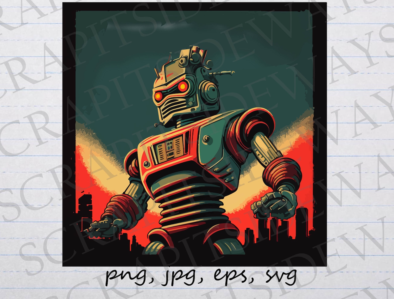 Retro Robot Clipart Vector Graphic Svg Png Jpg Eps Vintage - Etsy