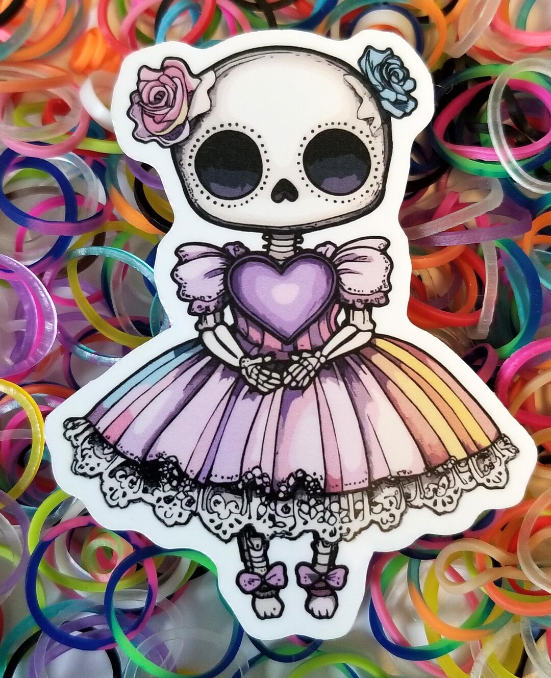 Patel Goth Skeleton Girl Vinyl Sticker 3 Inches, Water Resistant Decal ...