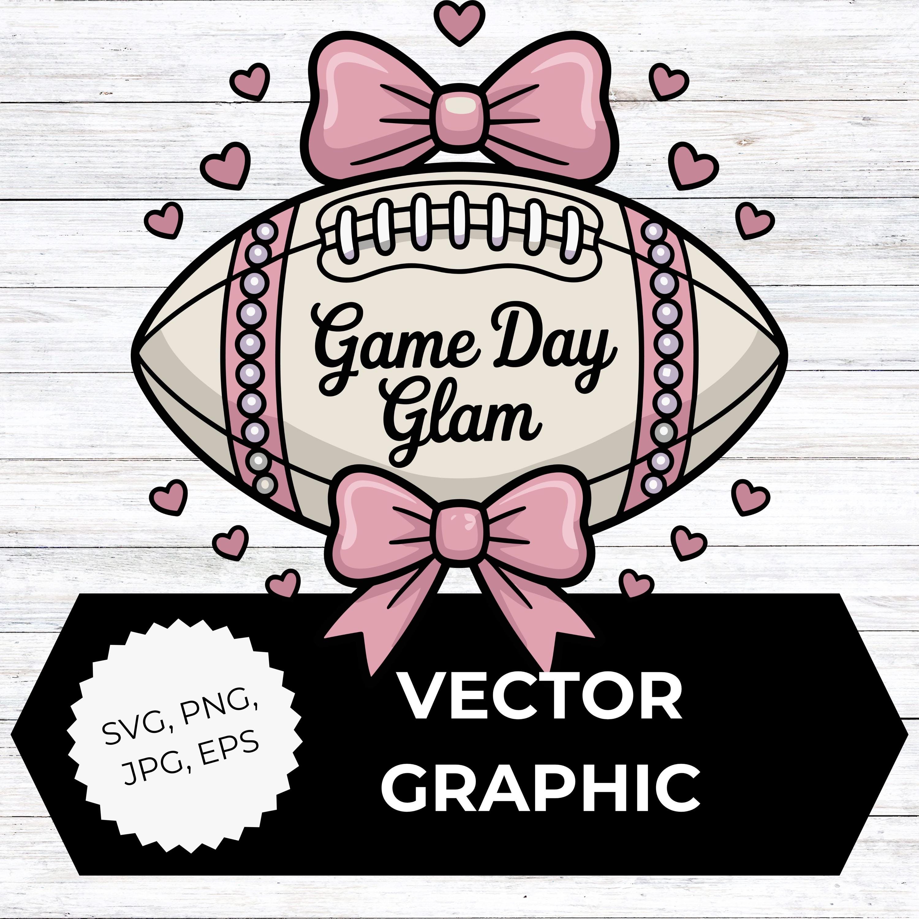 Game Day Glam Football Clipart | Cute Girly Football With Bows and ...