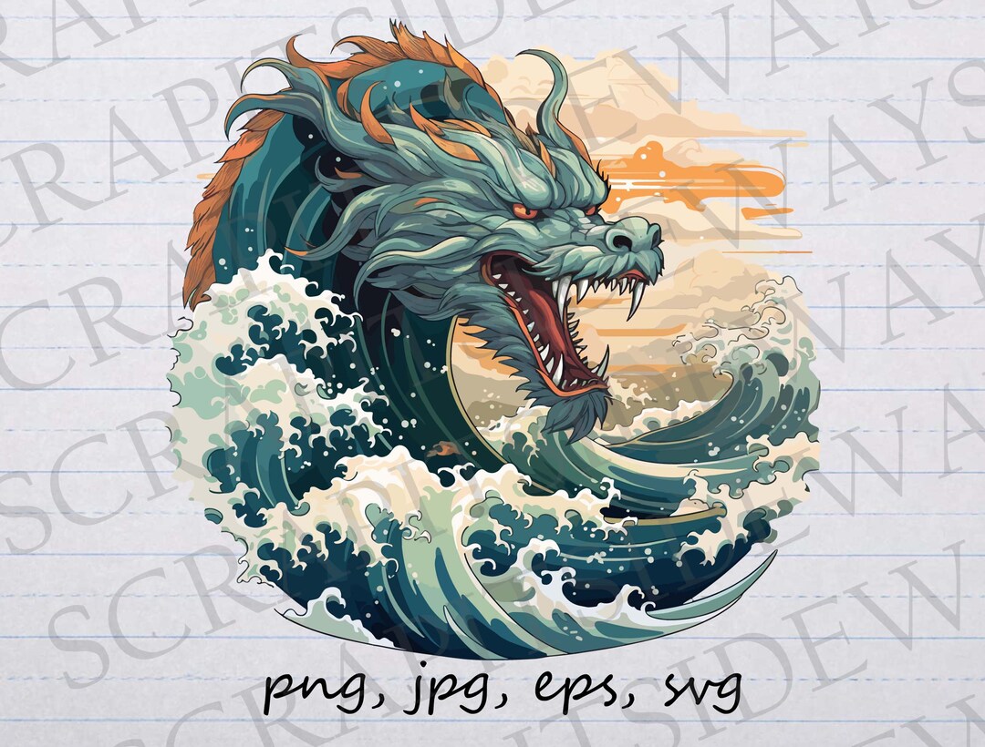 Ocean Dragon Clip Art Clipart Vector Graphic Svg Png Jpg Eps, Dragon ...