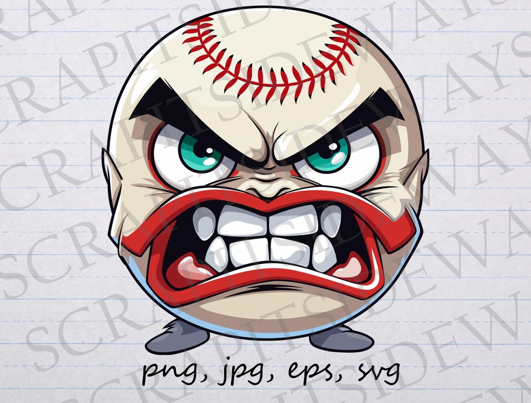 Angry Cartoon Baseball Clipart Vector Graphic Svg Png Jpg Eps Sports ...