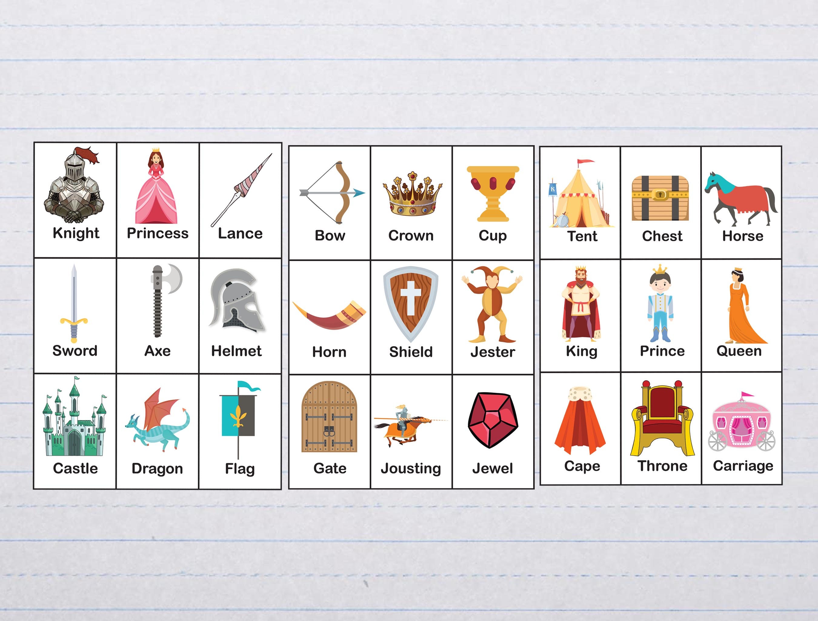 Set of 27 Medieval Flashcards Vocabulary Words Printable - Etsy