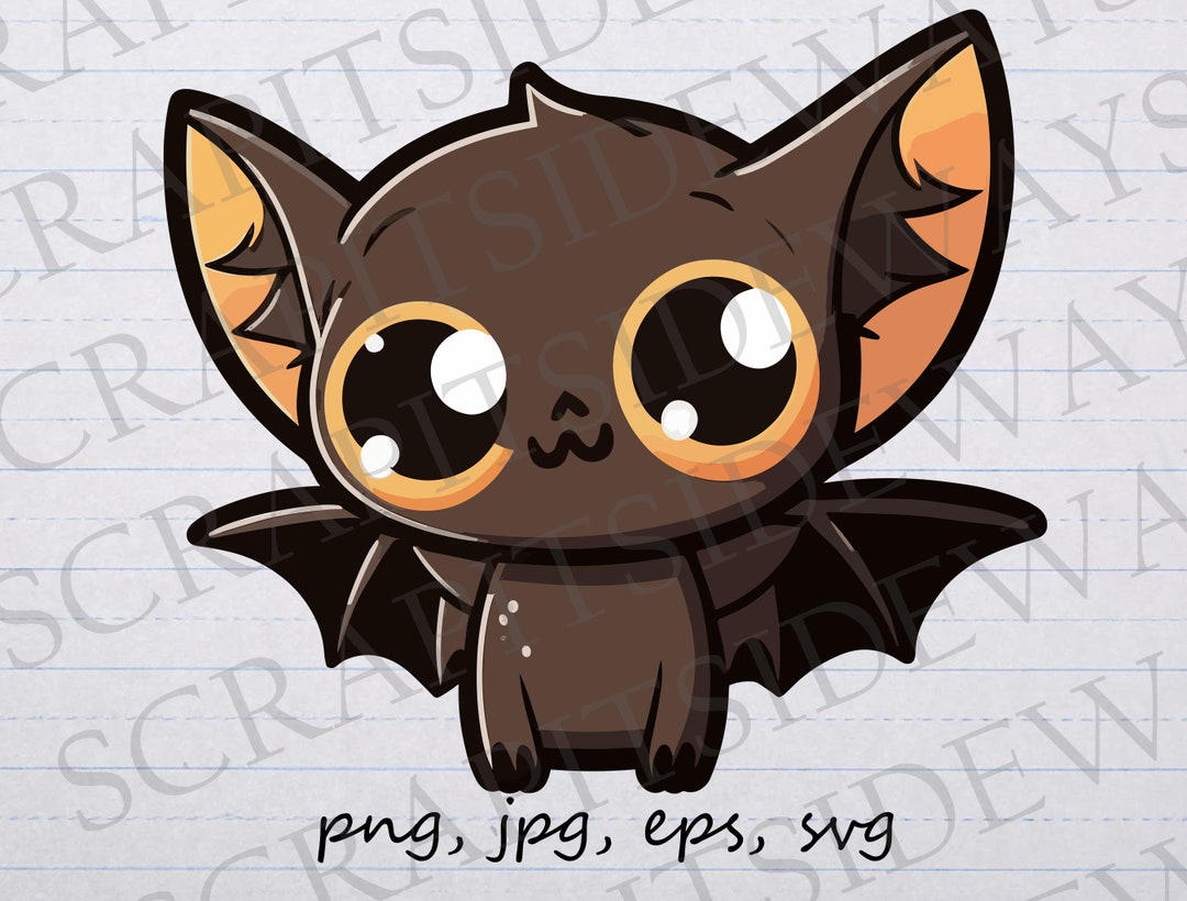 Cute Kawaii Bat Clipart Vector Graphic Svg Png Jpg Eps Halloween - Etsy