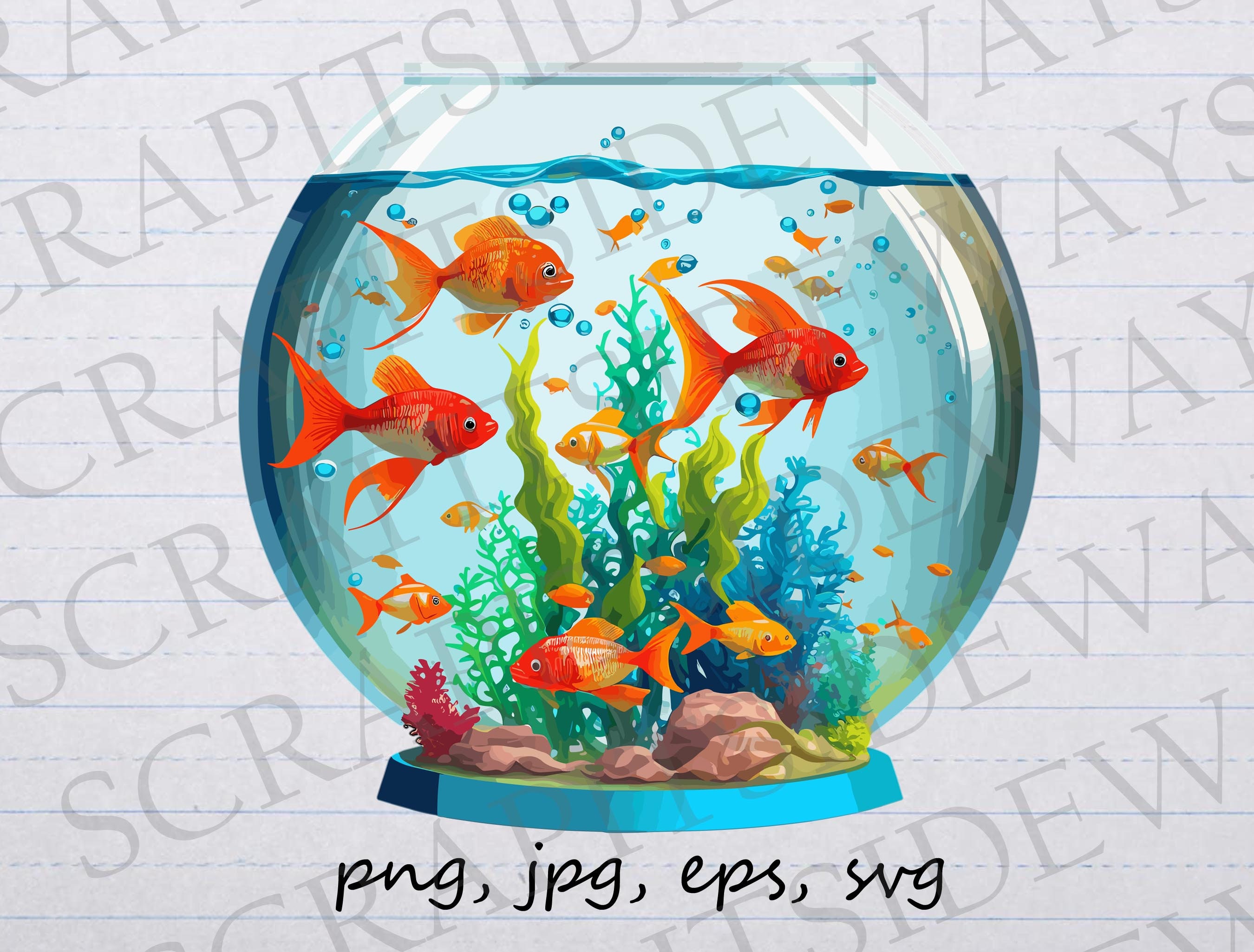 Aquarium Fish Tank Clipart Vector Graphic Svg Png Jpg Eps Fish - Etsy