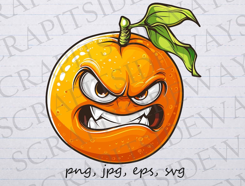 Angry Orange Clipart Vector Graphic Svg Png Jpg Eps Funny Food Funny ...