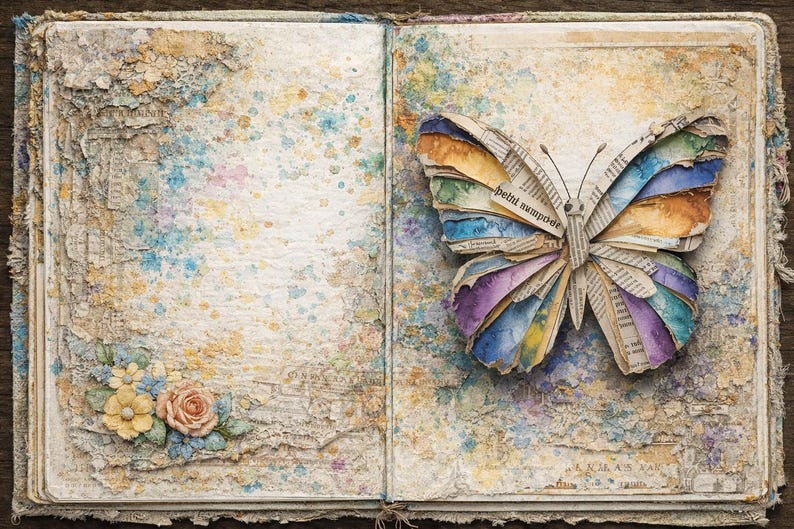 Mixed Media Butterflies Print and Cut Kit (PDF Download) Fussy Cuts ...