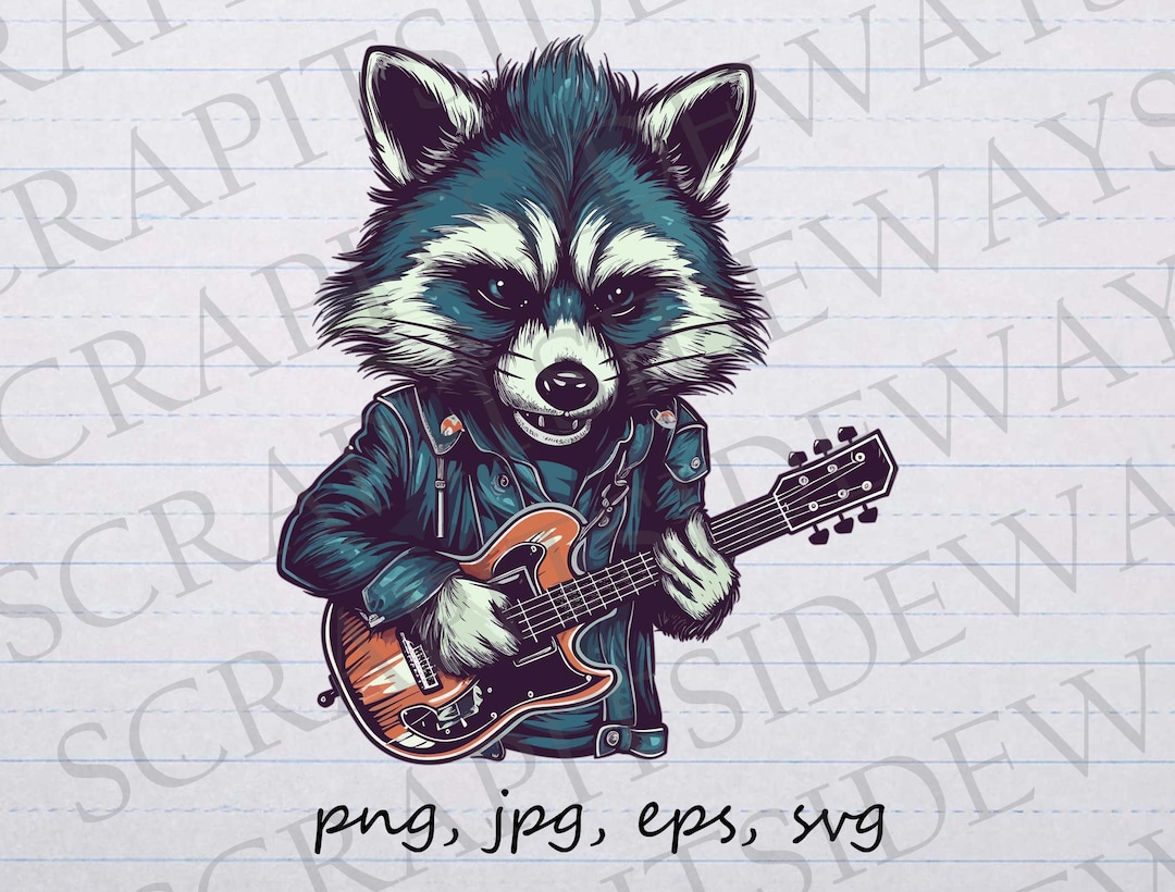Punk Rock Raccoon Clipart Vector Graphic Svg Png Jpg Eps, Heavy Metal ...