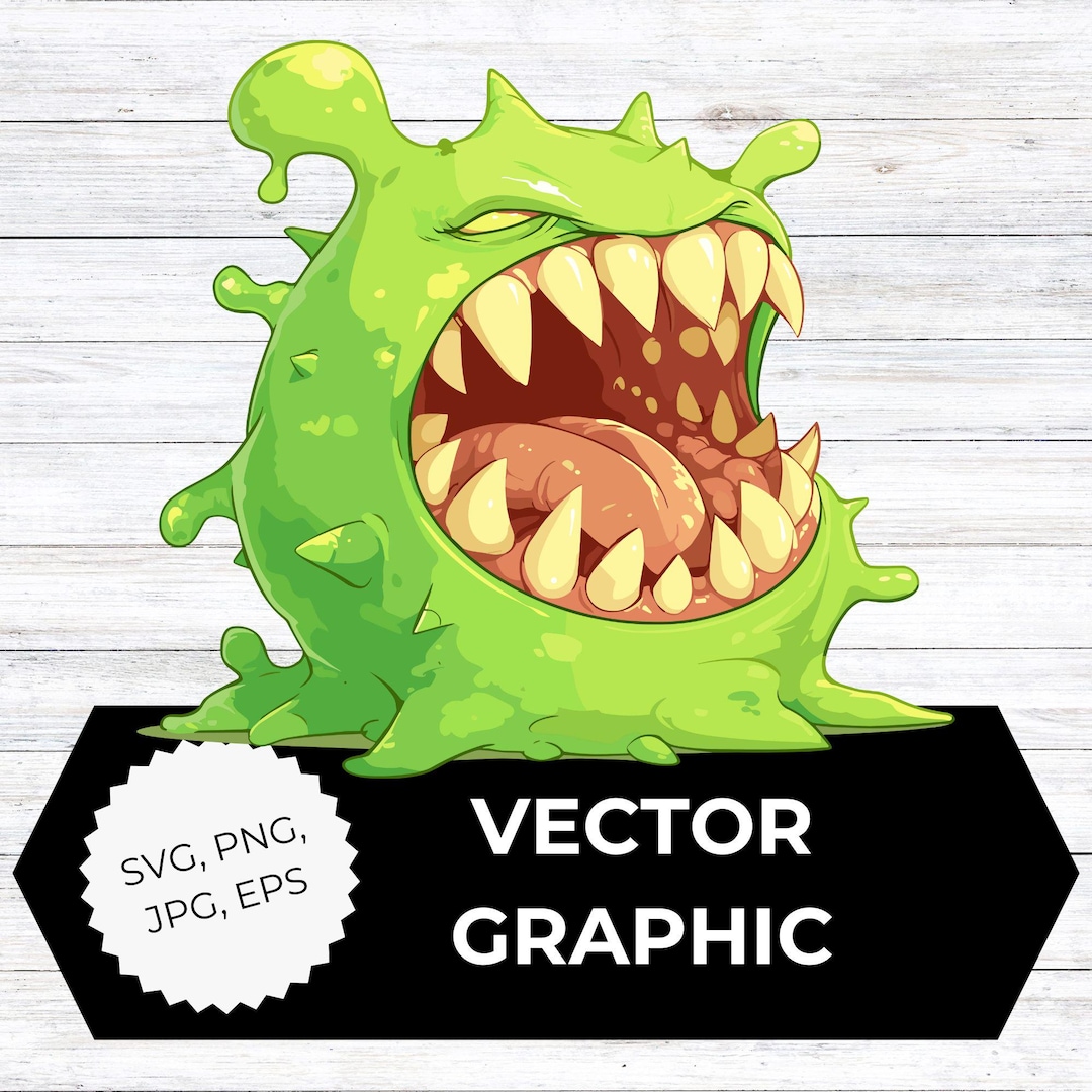 Sinister Evil Germ Clipart | Creepy Bacteria Monster SVG PNG Eps Jpg ...