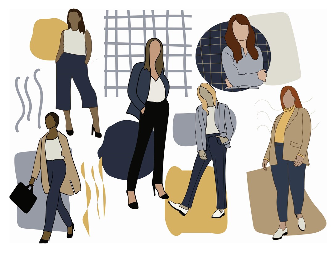Set of 18 Girl Boss Clipart Vector Graphics and Elements Powerful Women ...