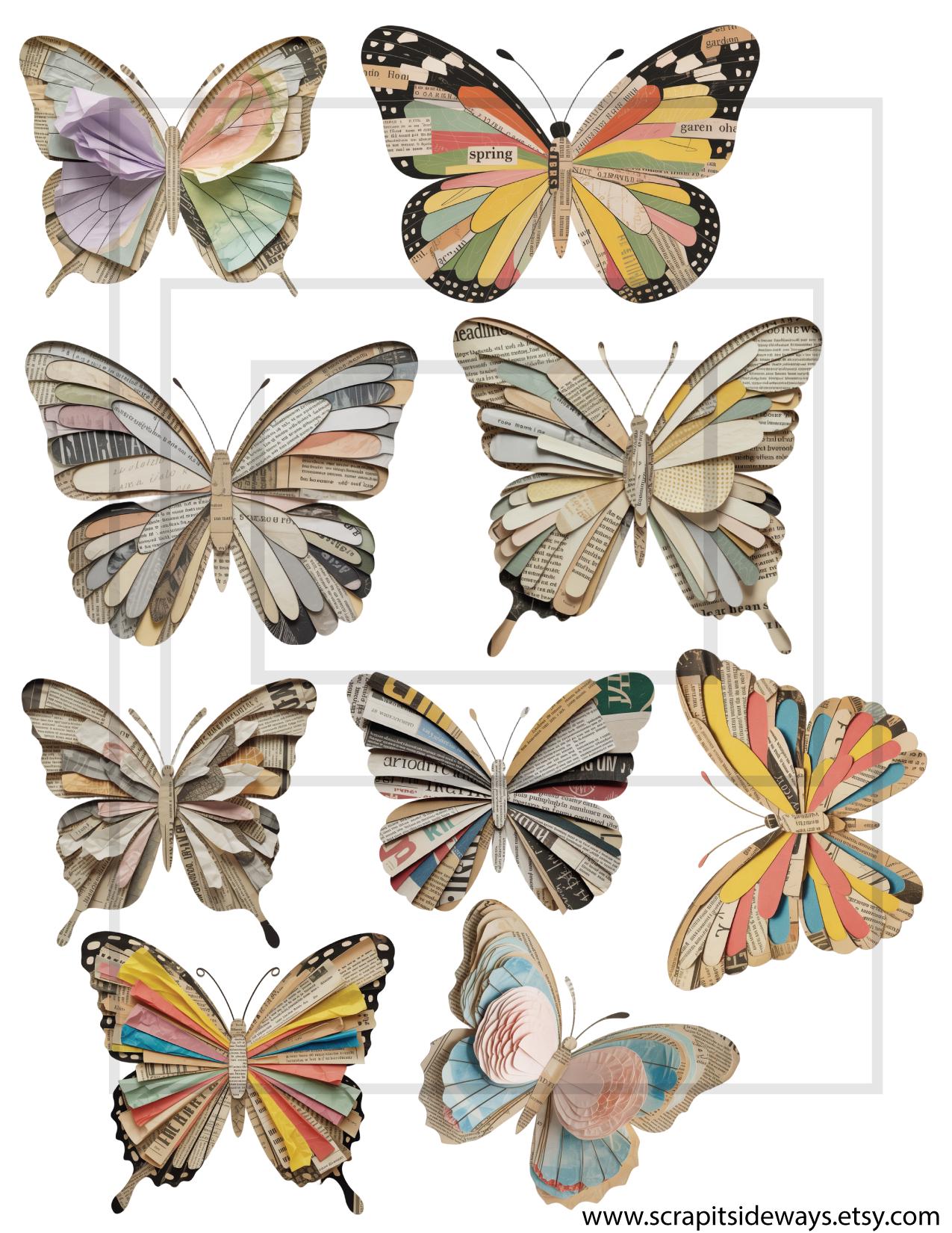 Mixed Media Butterflies Print and Cut Kit (PDF Download) Fussy Cuts ...
