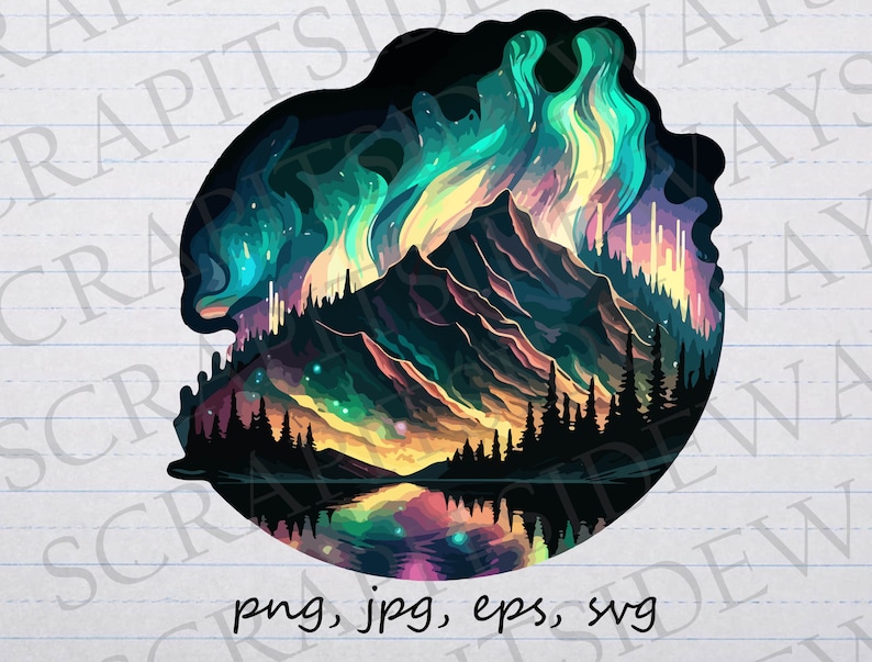 Northern Lights Clipart Vector Graphic Svg Png Jpg Eps - Etsy