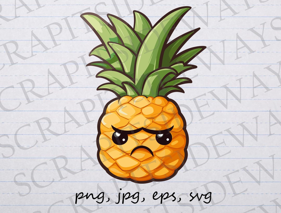 Angry Pineapple Clipart Vector Graphic Svg Png Jpg Eps Funny Food Funny ...