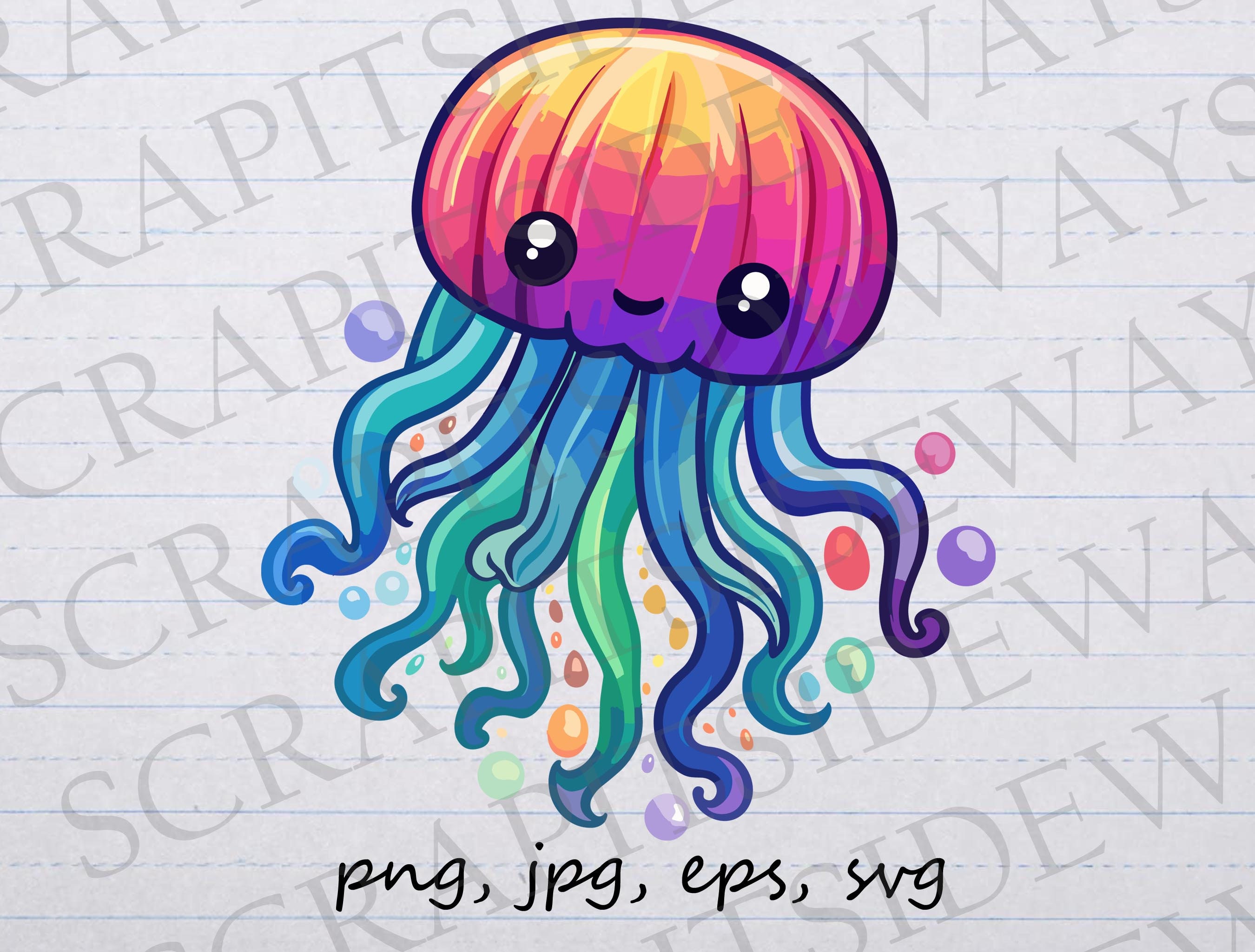 Cute Jellyfish Clipart Vector Graphic Svg Png Jpg Eps Under the Sea Sea ...