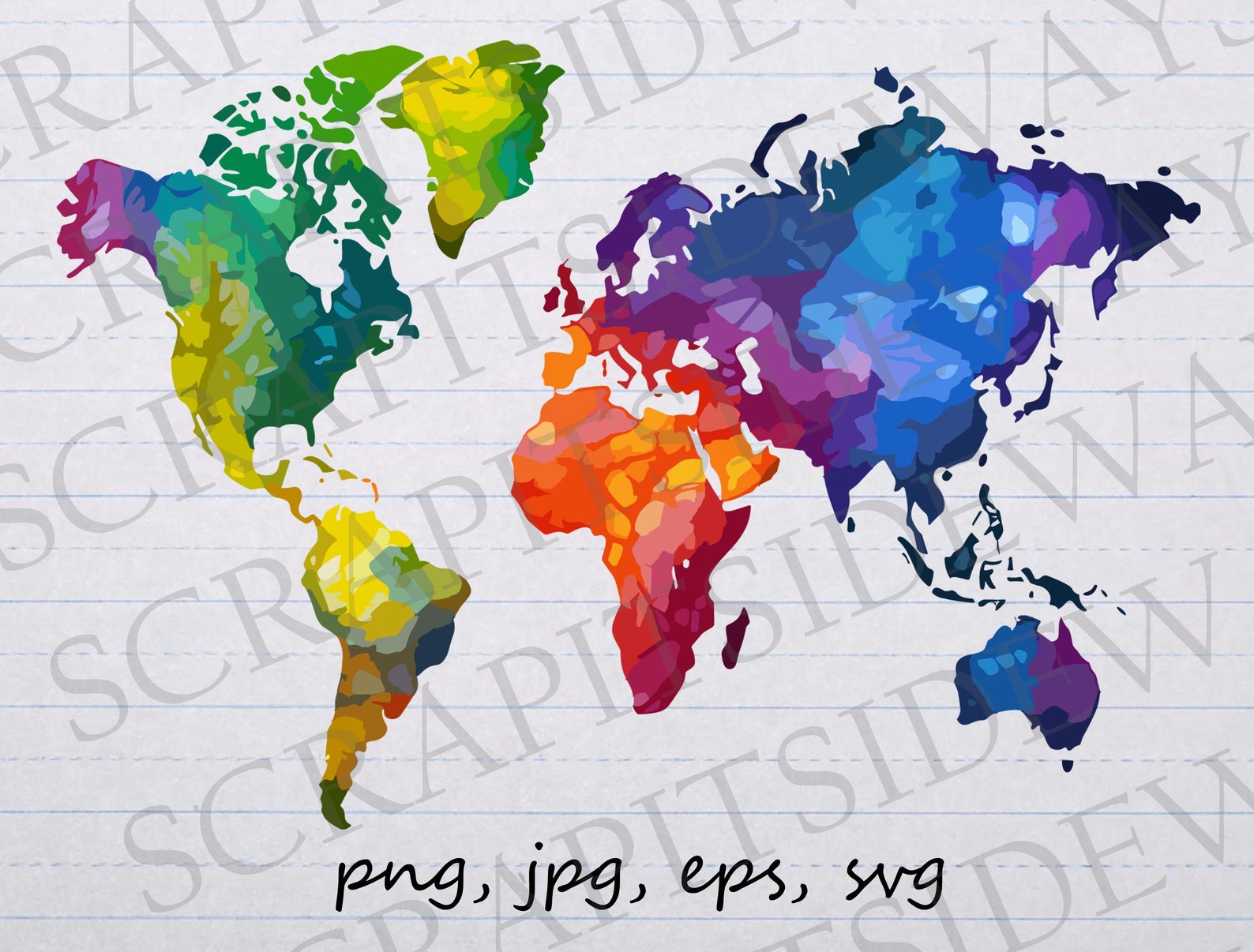 Colorful Map of the World Clipart Vector Graphic Svg Png Jpg Eps World ...
