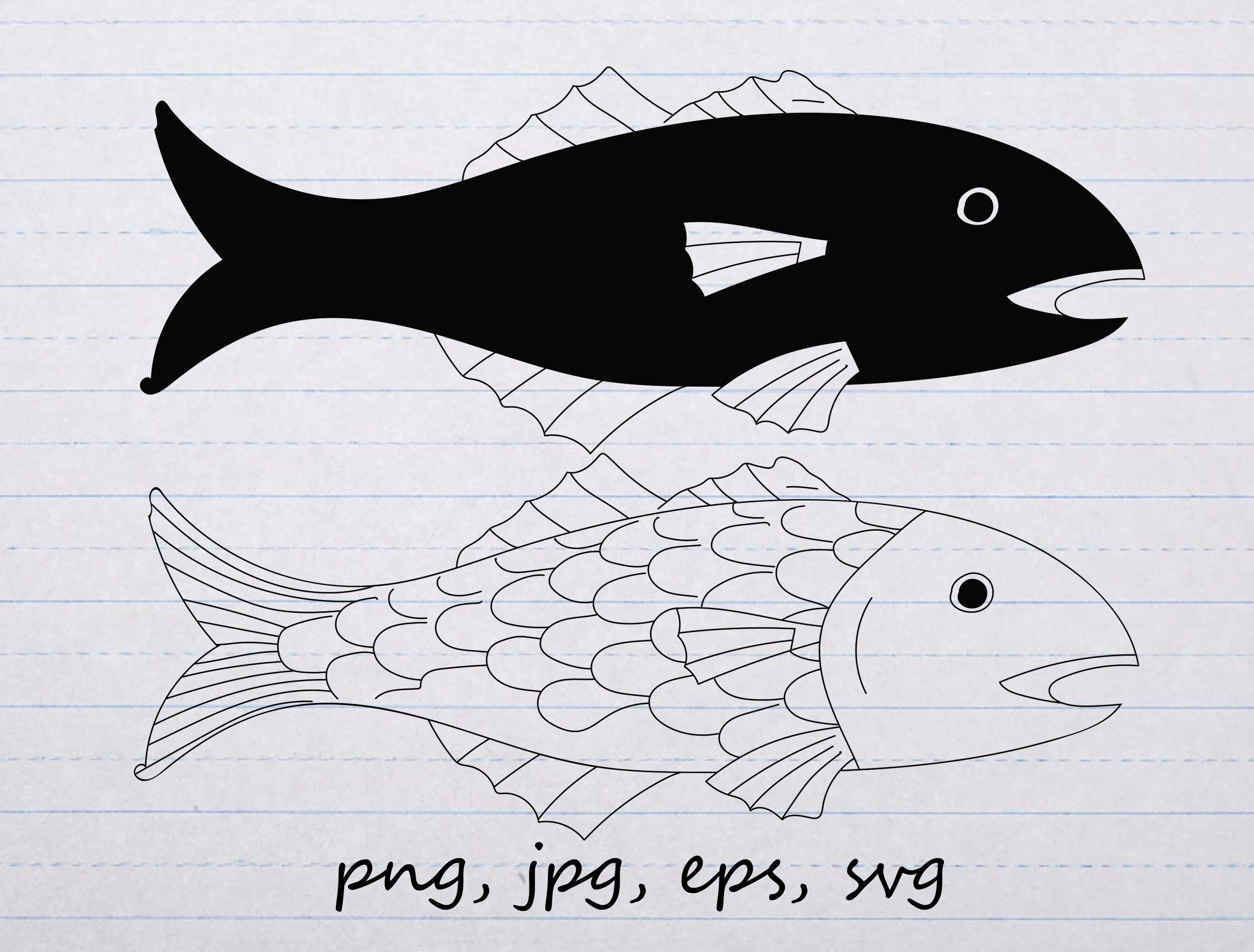 Hand Drawn Fish Clipart Vector Graphic Svg Png Jpg Eps Beach Ocean ...