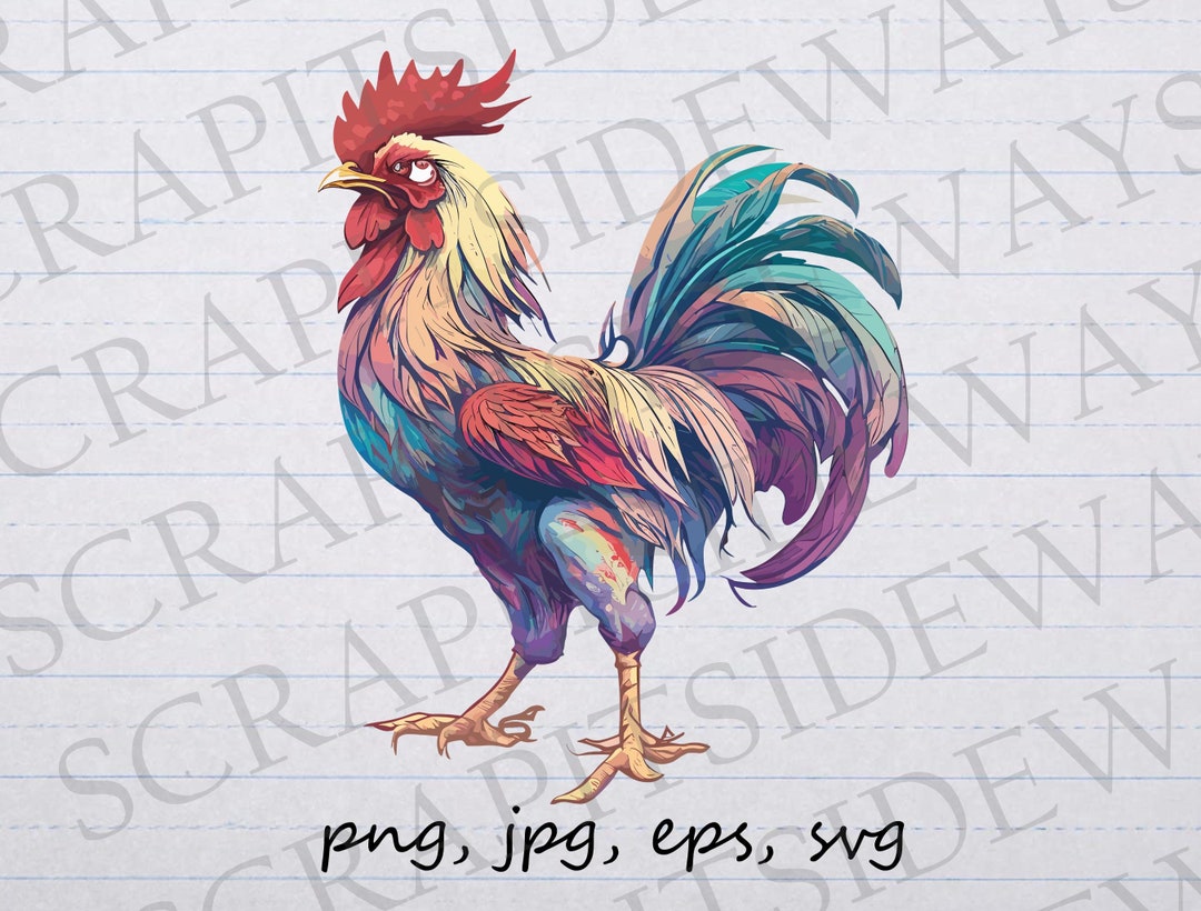 Colorful Rooster Clipart Vector Graphic Svg Png Jpg Eps Pretty Bird ...