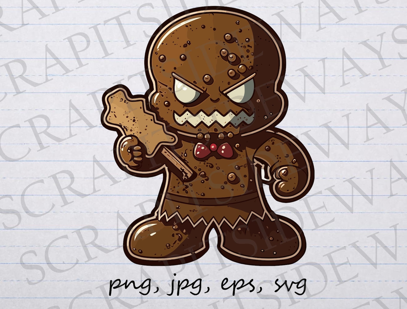Evil Gingerbread Man Clipart Vector Graphic Svg Png Jpg Eps - Etsy